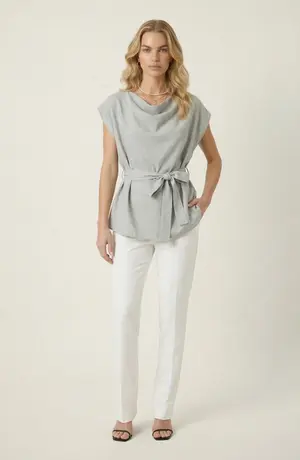 MODENAIRE Draped Neck Top