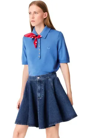Maje Short Flared Denim Skirt