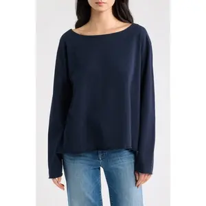 Frank & Eileen Boatneck Long Sleeve Top - Classic Navy