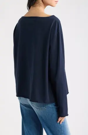 Frank & Eileen Boatneck Long Sleeve Top - Classic Navy