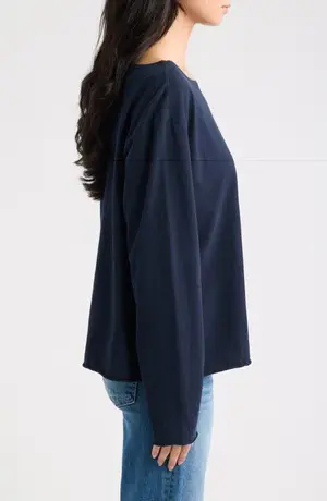 Frank & Eileen Boatneck Long Sleeve Top - Classic Navy