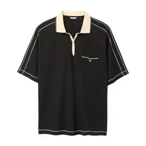 TOMBOLO Raglan Mesh Polo - Black