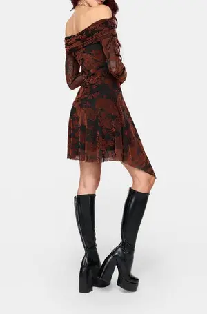 DISTURBIA Allegra Bardot Flocked Mini Dress