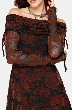 DISTURBIA Allegra Bardot Flocked Mini Dress