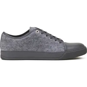 LANVIN Dbb1 Sneakers In Felt And Nappa Leather - Light Grey