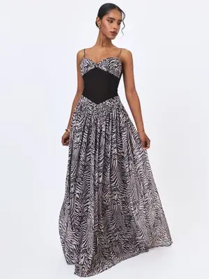 MISS CIRCLE NEW YORK Chiffon Maxi Dress - Zebra Print