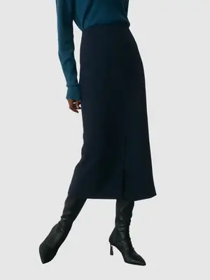 The Fold Clever Crepe Doppio Olena Pencil Skirt - Navy