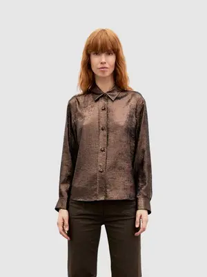 Gerard Darel Loyce Textured Button-through Shirt - Brown