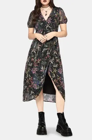 DISTURBIA Elide Orchid Wrap Midi Dress