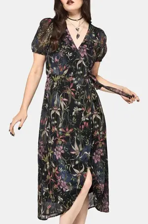 DISTURBIA Elide Orchid Wrap Midi Dress