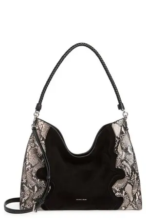 Veronica Beard Vida Leather Shoulder Bag - Black Multi