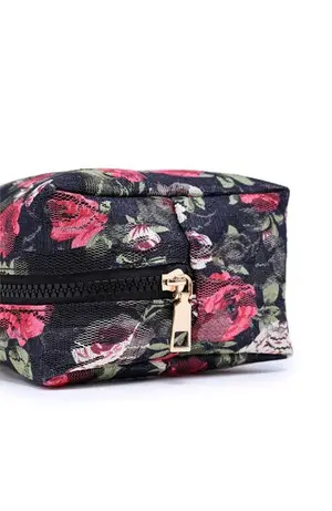 URBAN ESSENTIALS Petal Play Cosmetic & Travel Organizer Pouch - Black