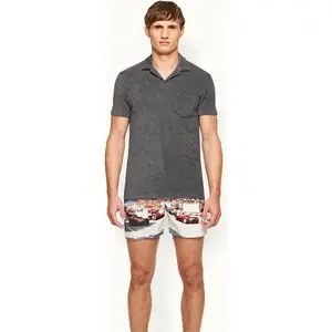 Orlebar Brown Terry Towelling Tailored Fit Towelling Polo Shirt - Granite
