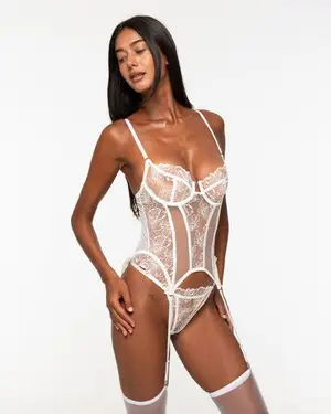 One Empire Poppy Bodysuit With Floral Embroidery And Ruffle Details