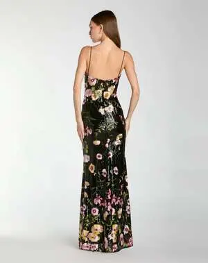 Mac Duggal Petite Sleeveless Bustier Floral Applique Gown