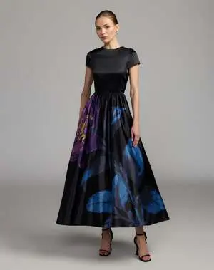 Mac Duggal Floral A-line Dress - Black Multi