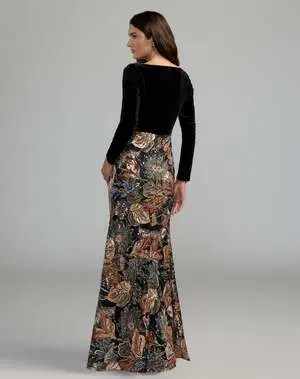 Mac Duggal Long Sleeve Velvet Gown