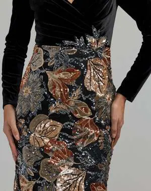Mac Duggal Long Sleeve Velvet Gown