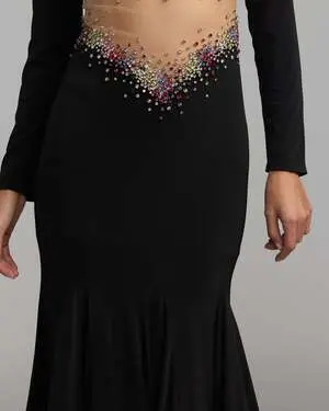 Mac Duggal Crystal Embellished Illusion Jersey Gown