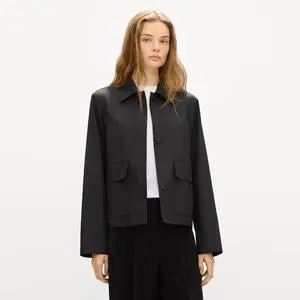 Theory Boxy Patch Pocket Jacket In Trench Cotton - Black