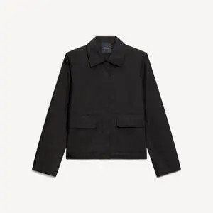 Theory Boxy Patch Pocket Jacket In Trench Cotton - Black