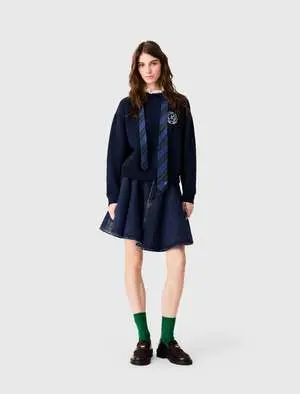 Maje Sweatshirt With Poplin Details - Navy