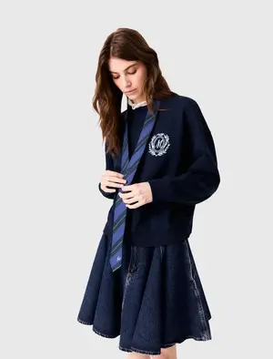 Maje Embroidered Logo Sweatshirt With Removable Collar