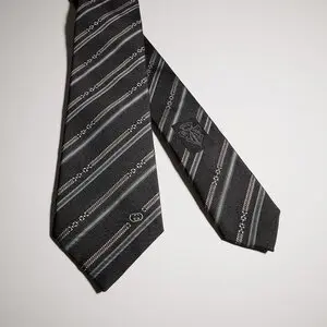 Gucci Interlocking G Horsebit Belt Silk Jacquard Neck Tie