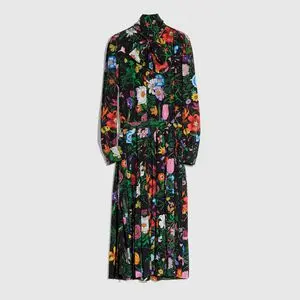 Gucci Printed Silk Crêpe De Chine Dress - Black