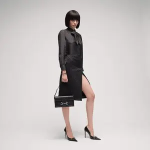 Gucci Gg Viscose Jacquard Midi Skirt With Leather Trim