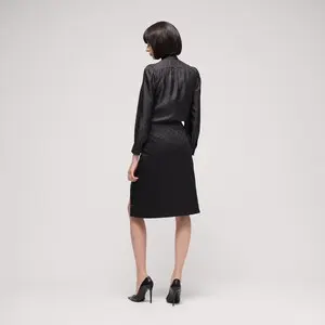 Gucci Gg Viscose Jacquard Midi Skirt With Leather Trim