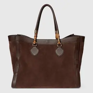 Gucci Bamboo Tote Large Bag Suede - Brown