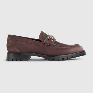 Gucci Loafer With Horsebit And Lug Sole Suede - Brown