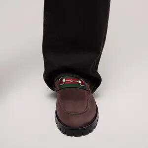 Gucci Loafer With Horsebit And Lug Sole Suede