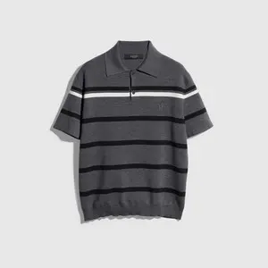 Gucci Striped Wool Polo Shirt With Embroidery