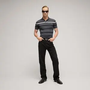 Gucci Striped Wool Polo Shirt With Embroidery