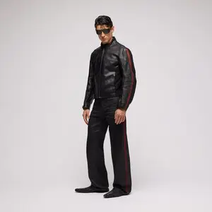 Gucci Coated Cotton Twill Denim Pants With Web