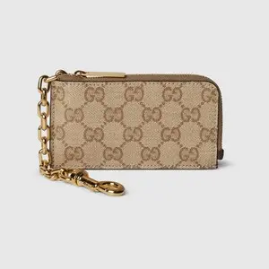 Gucci Essence Classic Zip Key Case Gg Canvas