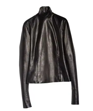 Gucci Soft Nappa Leather Turtleneck Top - Black