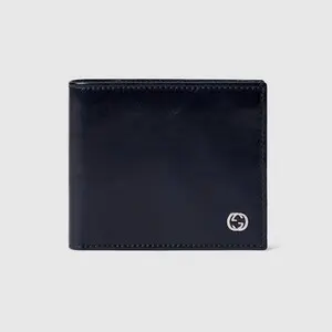 Gucci Bi-fold Wallet With Interlocking G Leather - Blue