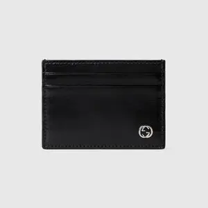 Gucci Card Case With Interlocking G Leather - Black