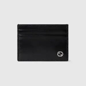 Gucci Card Case With Interlocking G Leather - Black