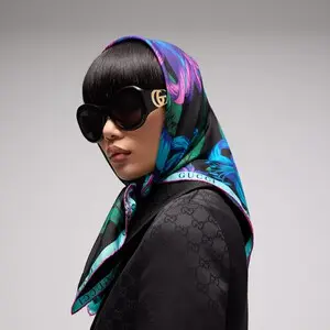 Gucci Floral Double G Silk Twill Carr