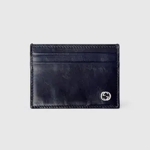 Gucci Card Case With Interlocking G Leather - Blue