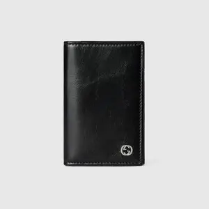 Gucci Card Case Wallet With Interlocking G Leather