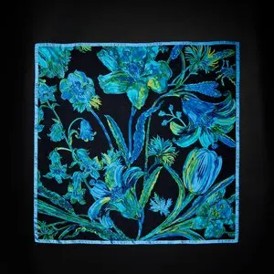 Gucci Floral Double G Silk Twill Carr - Blue