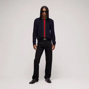 Gucci Fine Rib Wool Sweater With Web