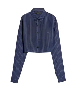 Gucci Pinstripe Cotton Poplin Cropped Shirt - Blue