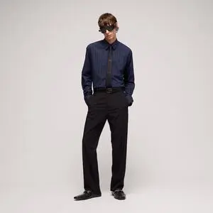 Gucci Pinstripe Cotton Shirt With Embroidery
