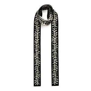 INGMARSON Black / White Organic Shape Wool & Cashmere Thin Scarf Black & White - Black/white